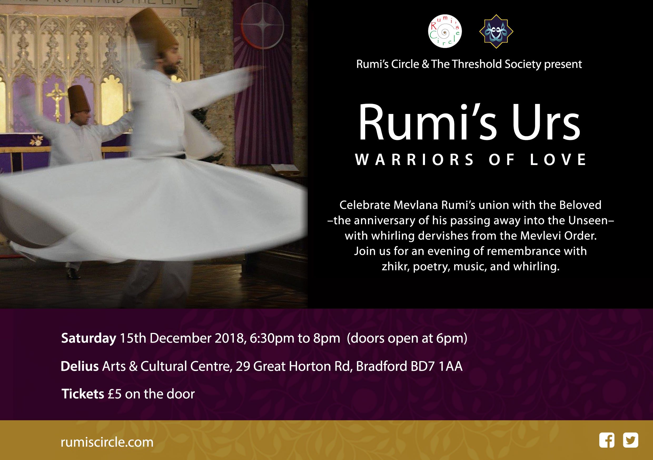 Rumi’s Urs 2018 Bradford Sat 15th Dec | Rumi's Circle